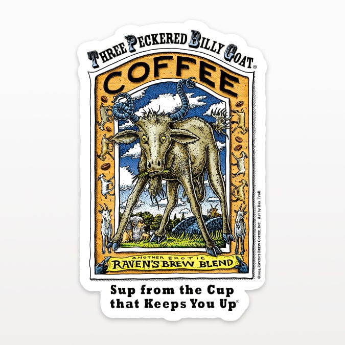 Three Peckered Billy Goat® Vintage Sticker – Raven's Brew Coffee, Inc.